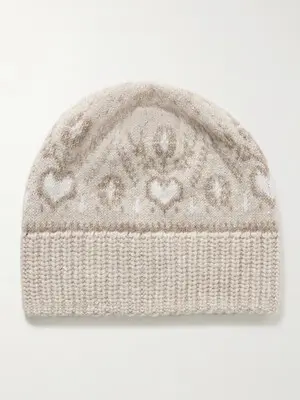 Khaite Avers Fair Isle Cashmere Beanie - Neutrals