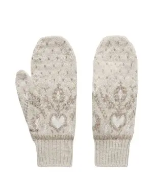Khaite Christel Fair Isle Cashmere Mittens - Neutrals