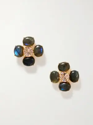 JENNIFER BEHR Quinn Gold-plated Labradorite And Crystal Earrings