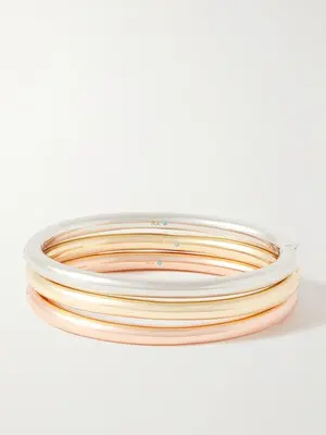 ROXANNE ASSOULIN The Tubular Hinged Set Of Three Tone Bracelets - Multi