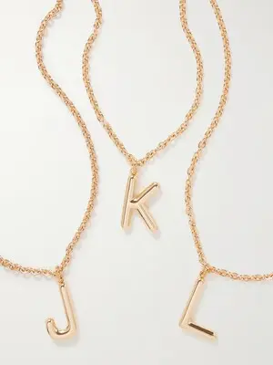 ROXANNE ASSOULIN Puffy Initial Pendant Necklace - Gold
