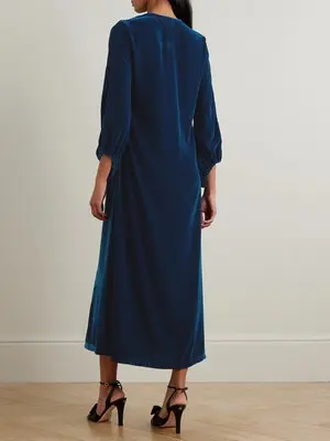 Themis Z Anthos Devoré Silk-blend Velvet Maxi Dress - Blue