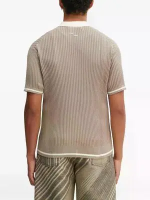Filling Pieces Ribbed Embroidered-detail Polo Shirt - Neutrals