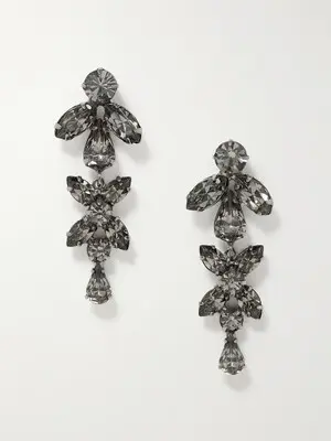 JENNIFER BEHR Liss Gunmetal-tone Crystal Earrings - Black
