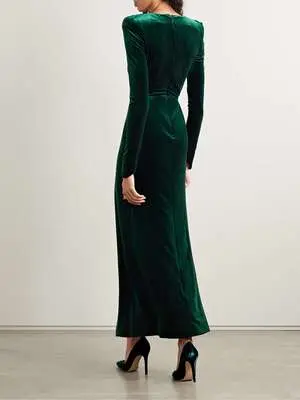 Galvan Stretch-velvet Gown - Dark Green