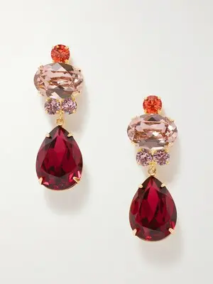 JENNIFER BEHR Catherine Gold-plated Crystal Earrings - Red