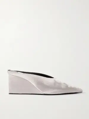 Alaïa 75 Velvet Wedge Mules - Gray