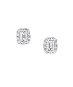 Graff Icon Emerald And Diamond Stud Earrings - White Gold