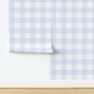 Spoonflower Buffalo Custom Removable Wallpaper - Blue