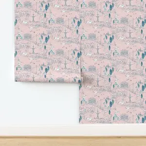 Spoonflower Le Parc Toile Med Custom Removable Wallpaper