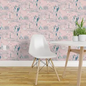 Spoonflower Le Parc Toile Med Custom Removable Wallpaper