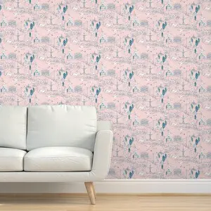 Spoonflower Le Parc Toile Med Custom Removable Wallpaper