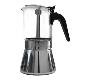 THE LONDON SIP Stainless Steel Espresso Maker 3 -cup, Glass - Silver