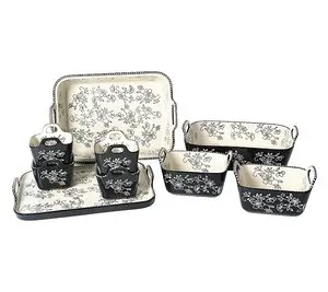 TEMP-TATIONS As Is Floral Lace 9pc Bakeware Set W/handles - One-color