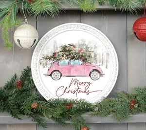 SINCERE SURROUNDINGS 24' Pink Christmas Car Bea Ded Art - One-color