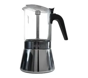 THE LONDON SIP Stainless Steel Espresso Maker 9 -cup, Glass - Silver