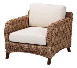 BALI & PARI Vevina Dark Brown Wood And Woven Se Agrass Armchair - One-color