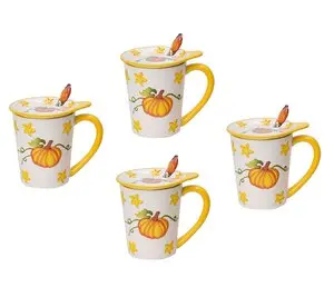 TEMP-TATIONS Seasonal Set Of 16-oz Mugs W/ Lid-it & Spoon - One-color