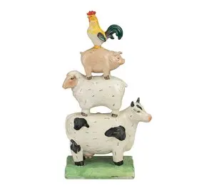 NORTHLIGHT 11.5' Stacked Farm Animals Outdoor G Rden Statue - One-color