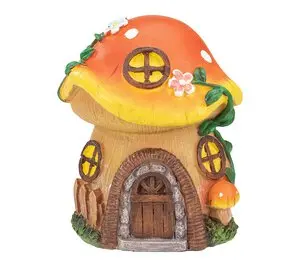 NORTHLIGHT 6.25' Mushroom House Outdoor Garden Tatue - One-color