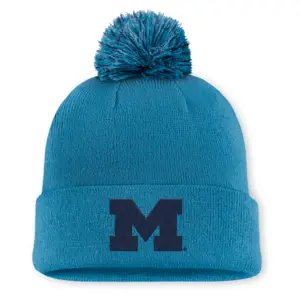 JORDAN Michigan Primetime Campus Toned College Cuffed Pom Beanie - Blue