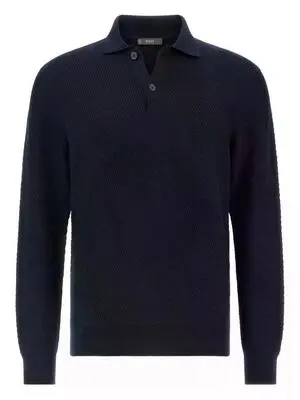 BOGGI MILANO Ribbed-knit Polo Shirt