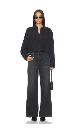 Good American Denim Shirt Jumpsuit - Black389
