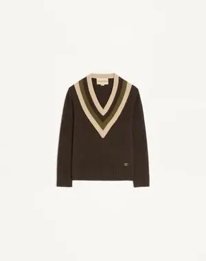 Valentino Garavani Wool Jumper - Dark Fudge/beige