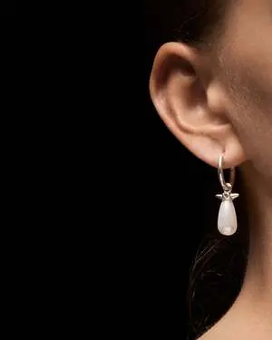 MARIA NILSDOTTER Pearl Tear Earring - Silver