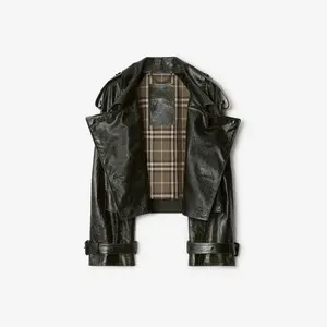 Burberry Cropped Embossed Leather Trench Jacket
