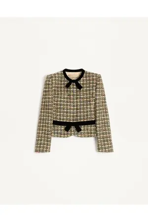 Valentino Garavani Tweed Jacket With Velvet Details - Multicolor
