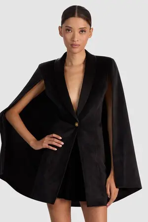Alice + Olivia Esther Velvet Cape Blazer