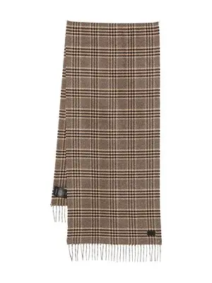 Saint Laurent Prince Of Wales Pattern Silk Scarf - Black