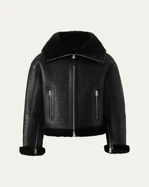 Mackage Mackage Memphis Croc-Effect Shearling Jacket - Black
