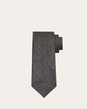 Brioni Pied De Poule Wool Neck Tie Gray