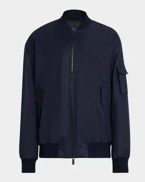 KNT Zip-Front Bomber Jacket - Navy