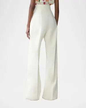 Carolina Herrera Diane High-rise Wool Wide-leg Pants - Ivory
