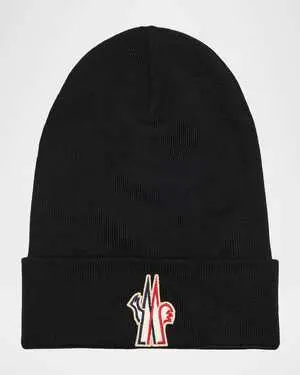 Moncler Wool Logo-patch Beanie - Black