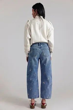 DRIFTWOOD Elaine Embroidered Barrel Jeans - Gilded Garden