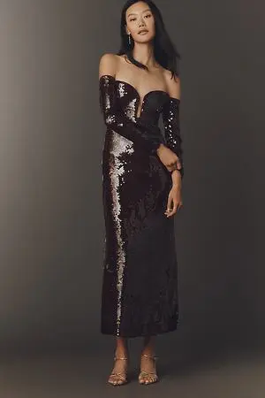 Bardot Emmele Off-shoulder Sequin Maxi Dress
