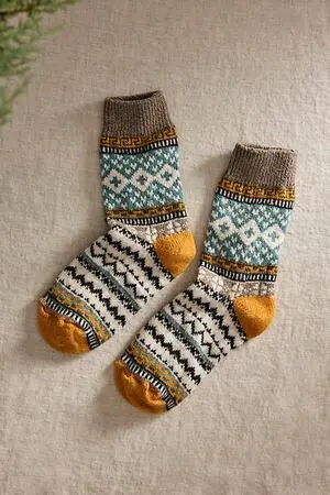 TERRAIN Fair Isle Cabin Socks Chambray