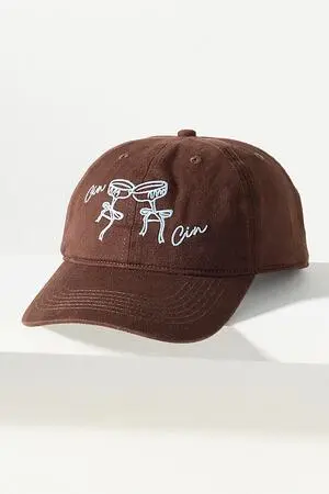 Anthropologie Holiday Icon Baseball Cap - Brown Cin Cin