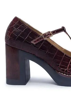 Bernardo Noto T-strap Mary Jane Heels - Chocolate