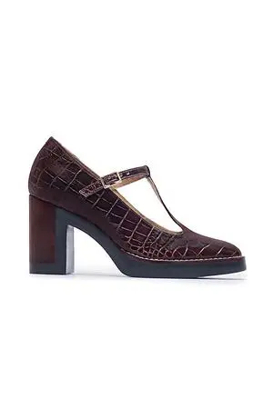 Bernardo Noto T-strap Mary Jane Heels - Chocolate
