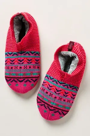 BOMBAS Fair Isle Gripper Slippers - Electric Pink