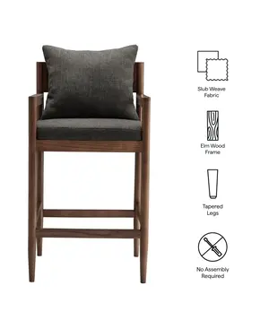 MODWAY Remington Wood Bar Stool - Charcoal