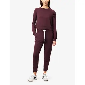Splits59 Reena Fleece 7/8 Stretch-modal Jogging Bottoms - Dark Cherry