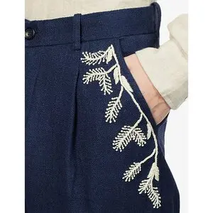 KARTIK RESEARCH Pleat Embroidered Wool Trousers