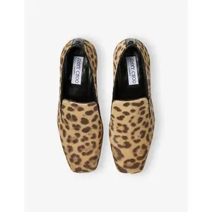 JIMMY CHOO Eliot Leopard-print Loafers - Natural