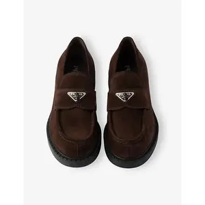 Prada Triangle-logo Suede Loafers